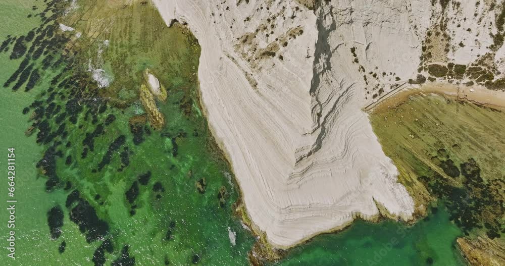 Scala dei Turchi Italy Aerial v3 vertical birds eye view of Stair of ...