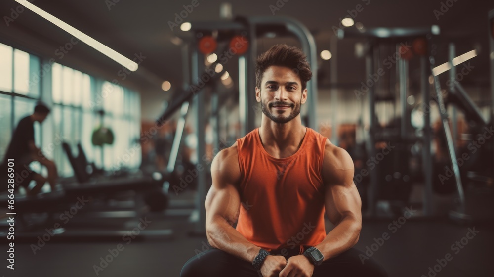 Muscle Man in the Gym. Fictional characters created by Generated AI ...