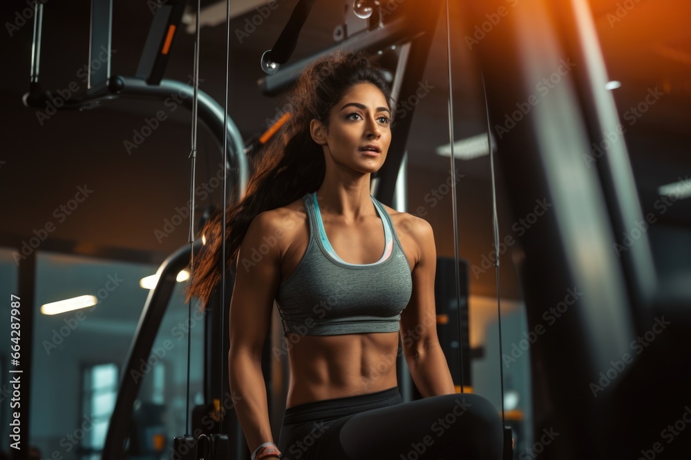 Fit and toned woman in gym. Fictional characters created by Generated ...
