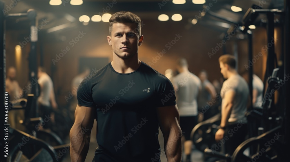 Fit and Muscular Male Bodybuilder in the Gym. Fictional characters ...