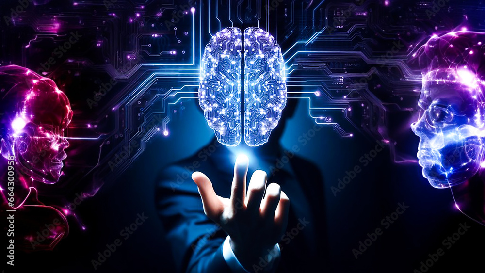 Artificial intelligence Automated machine connect blue digital user ...