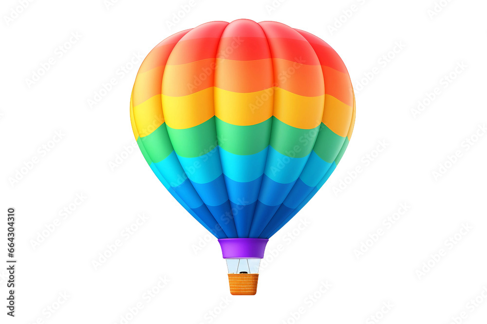 3D Rainbow-Colored Hot Air Balloon Icon on transparent background ...