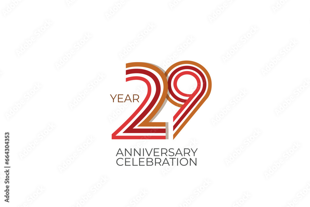 29th, 29 years, 29 year anniversary, celebration with retro style in 3 ...