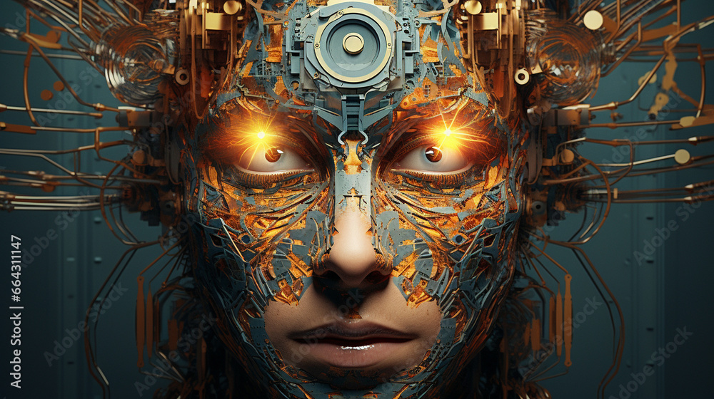 The abstract digital human face is a captivating blend of art and ...