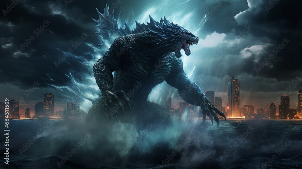 Foto de Godzilla, the iconic monster of Japanese cinema, rises from the ...