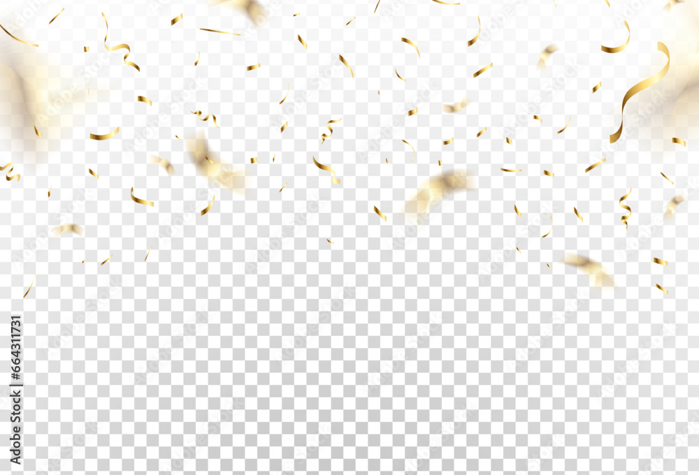 Confetti explosion on a transparent background. Shiny shiny golden ...