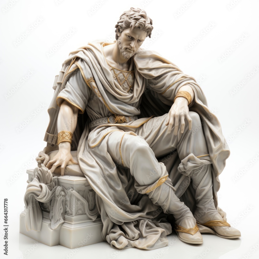 Full View Alabaster Statue , Cartoon 3D, Isolated On White Background ...