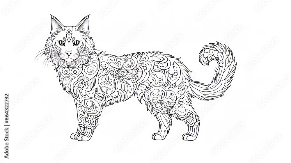 Cute turkish angora in animal coloring page perfect for kids and ...