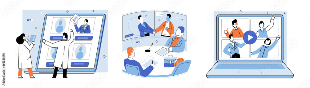 Conference group meeting. Vector illustration. Design influences ...