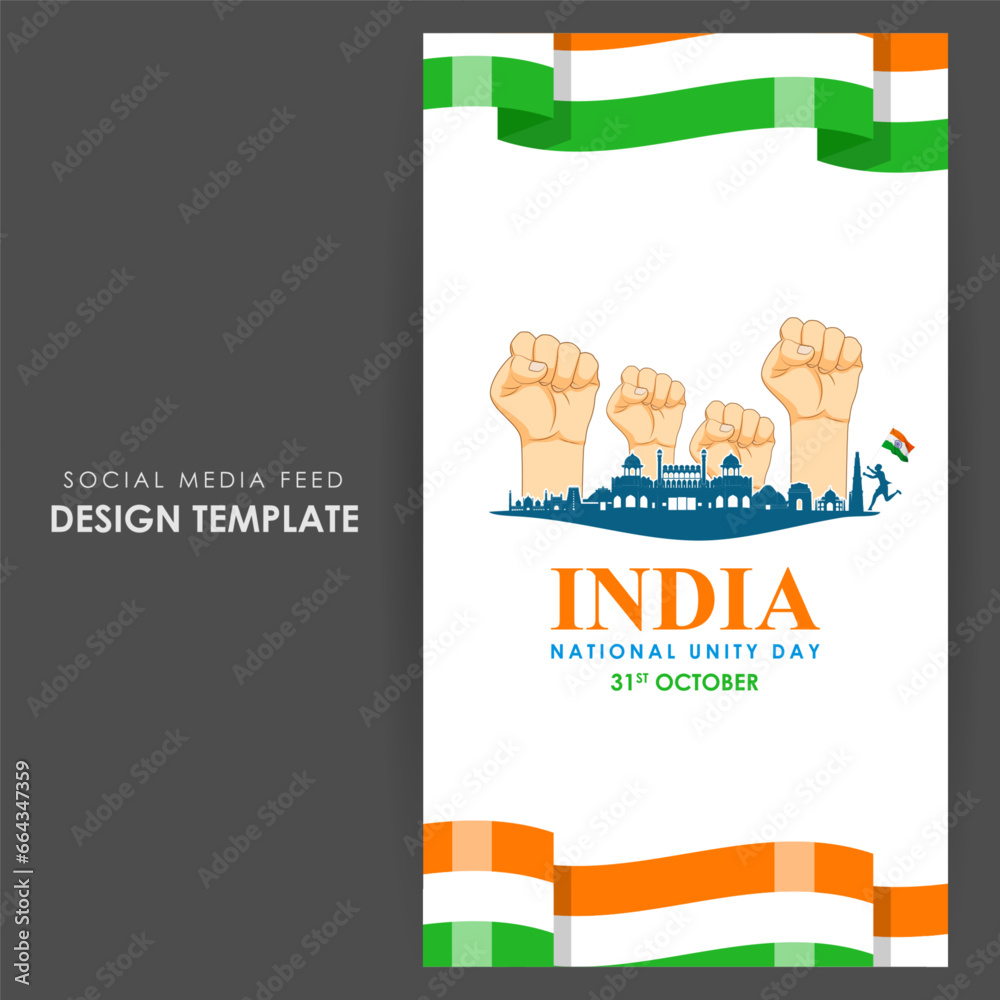 Vector illustration of National Unity Day of India social media feed ...