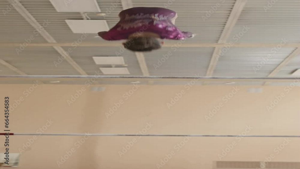 Vidéo Stock Vertical full length shot of talented little Biracial ...