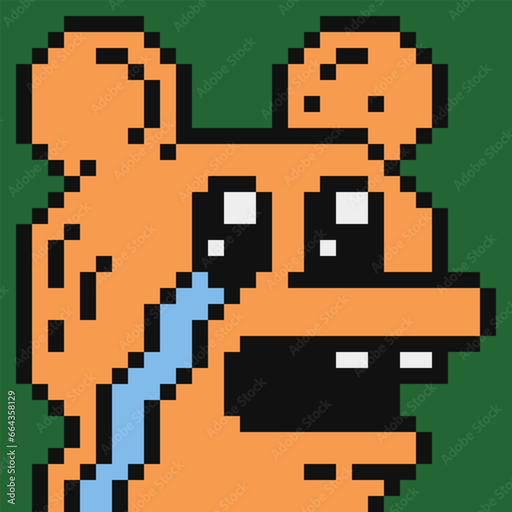 Sobbing bear with stream of tears 8-bit pixel art vector illustration ...