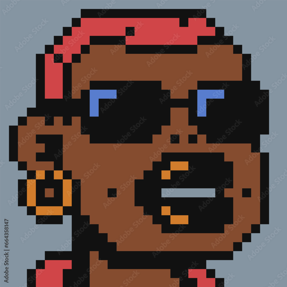 Girl with glasses and stylish haircut pixel art avatar profile woman ...