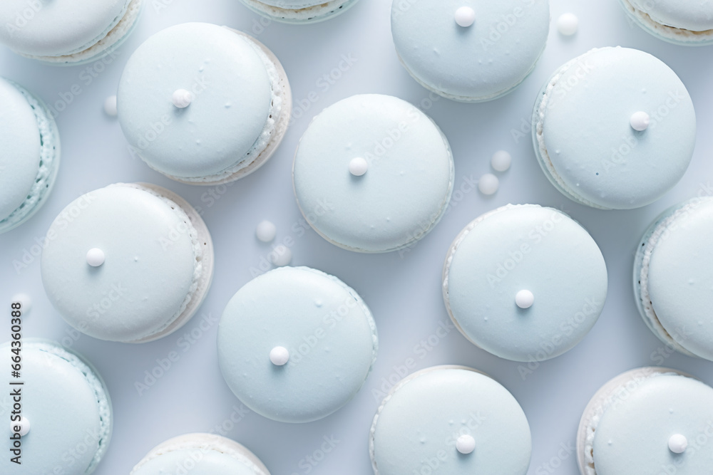 baby blue macarons pattern on a pastel blue background for a baby ...