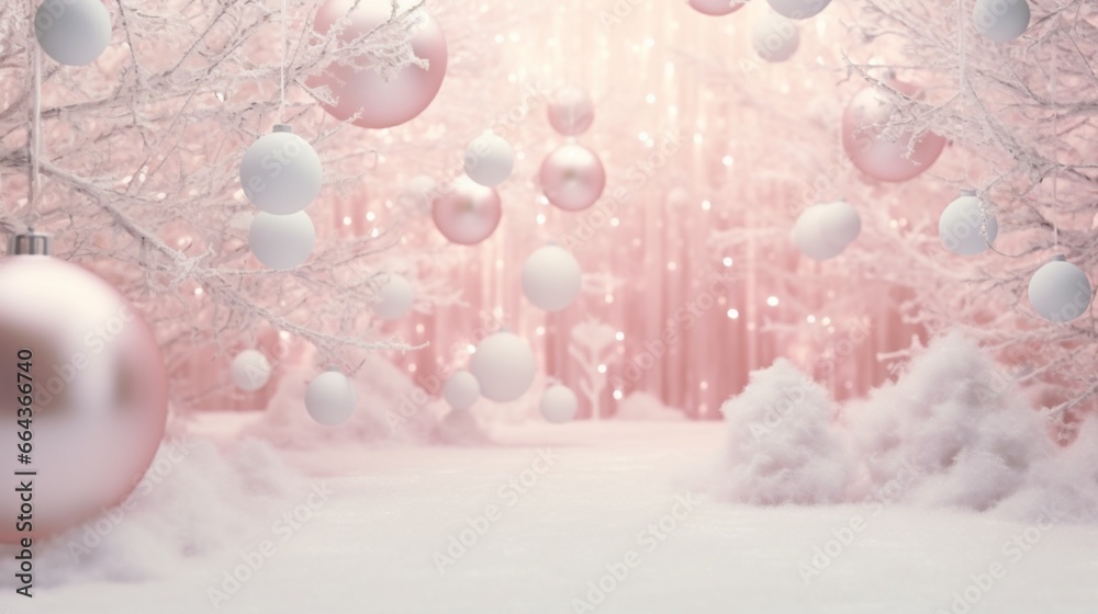 Gorgeous, hazy, holiday background with a light pink color scheme ...