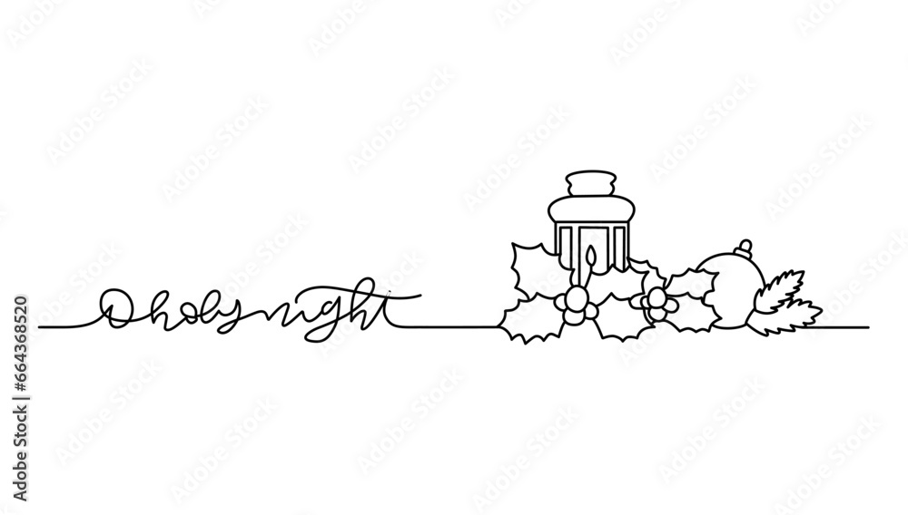 Christmas card lantern mistletoe ball holy berry and o holy night ...