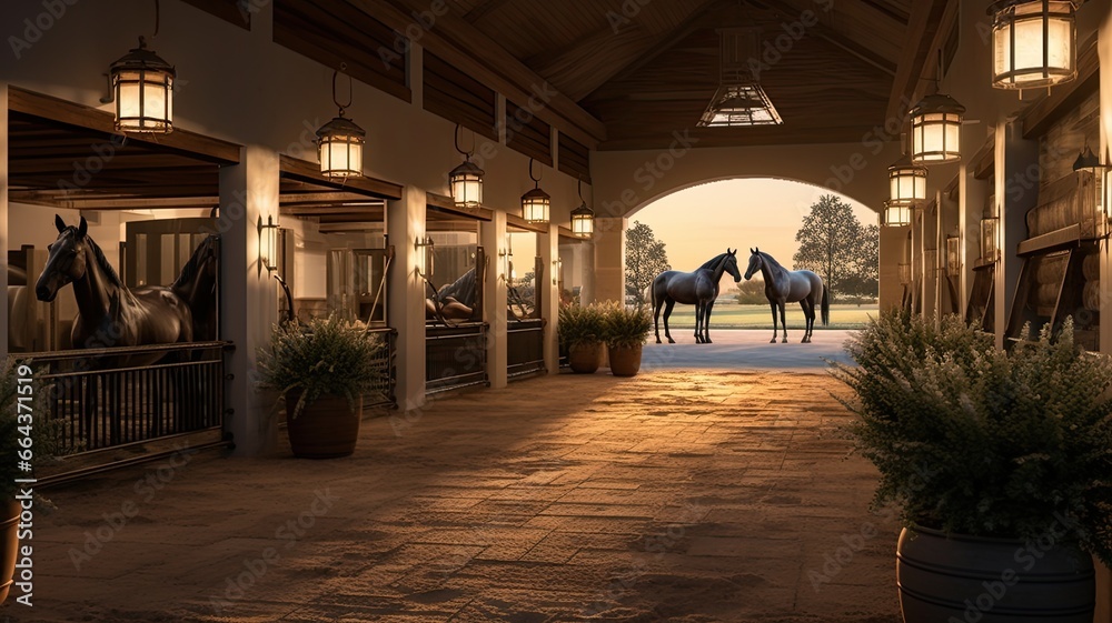 the sleek and stylish design of a horse stable within a contemporary ...