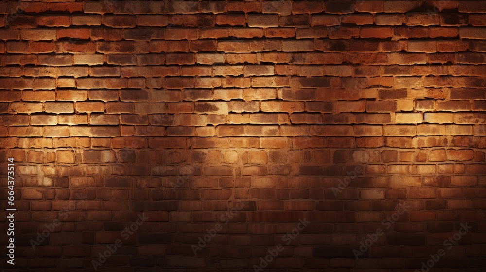 An lit brick wall with an old light texture serves as the background ...