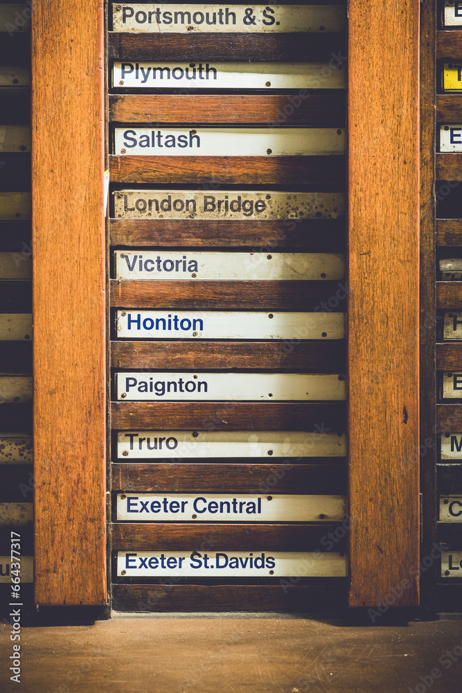 Vintage Train Stop Route Board At Farley Hill Historic Railway Station ...