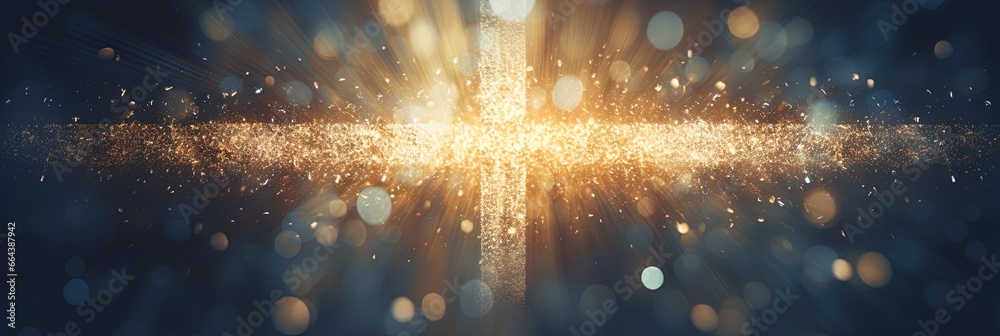 Beautiful gold bokeh background with a christian cross Stock ...