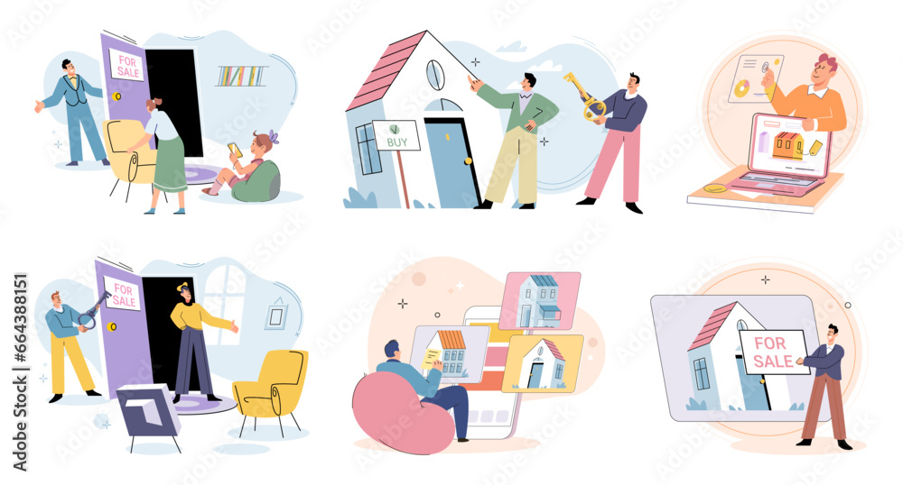Buying and choosing housing. Vector illustration The choice between ...