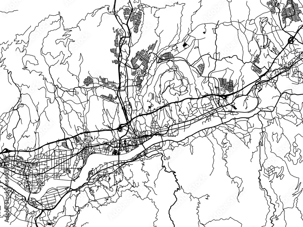Vector road map of the city of Hashimoto in Japan with black roads on a ...