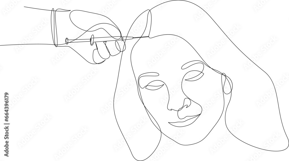 Continuous one line drawing of platelet rich plasma injection procedure ...