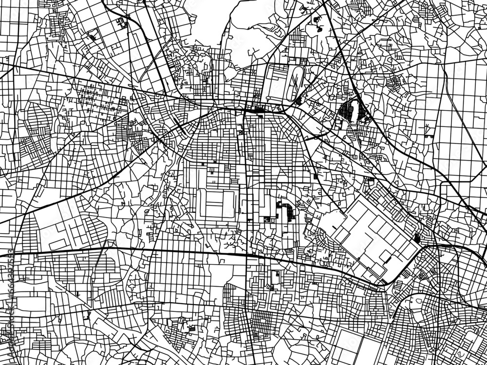 Vector road map of the city of Ota in Japan with black roads on a white ...