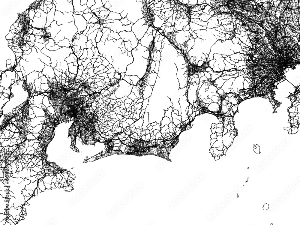 Vector road map of the city of Shimada in Japan with black roads on a ...