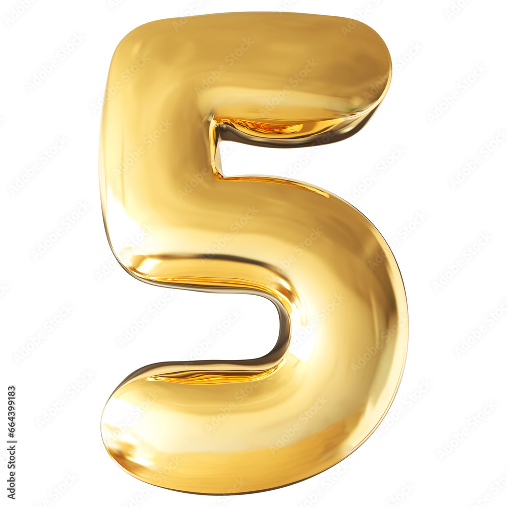 Bubble Number 5 Gold | Uwalls.co.uk