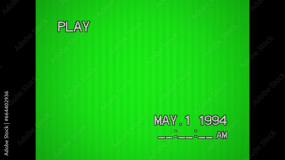 VHS analog VCR tape filter green screen. Retro tv interface with ...