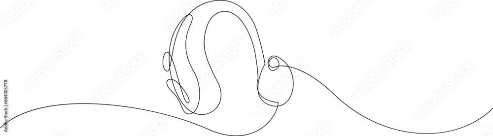 Hearing aid continuous one line drawing. Hearing device single line ...
