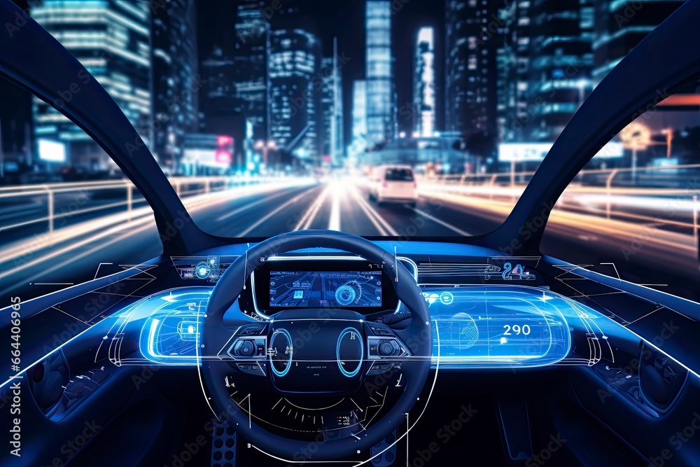 Modern smart car technology intelligent system using Heads up display ...