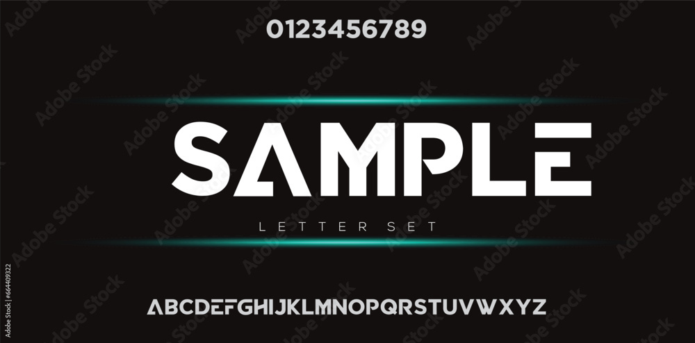 SAMPLE special and original font letter design. modern tech vector logo typeface for company ...