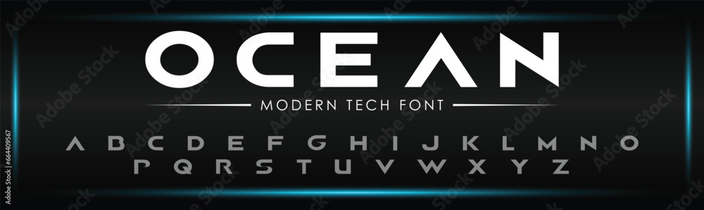 OCEAN special and original font letter design. modern tech vector logo ...