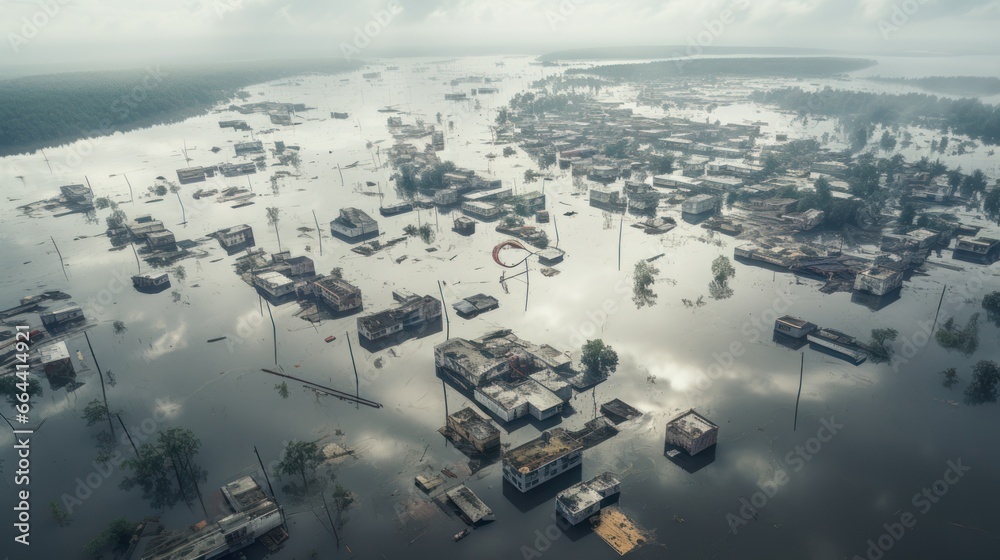 Photo & Art Print Severe destructive flooding in the city, effects of ...