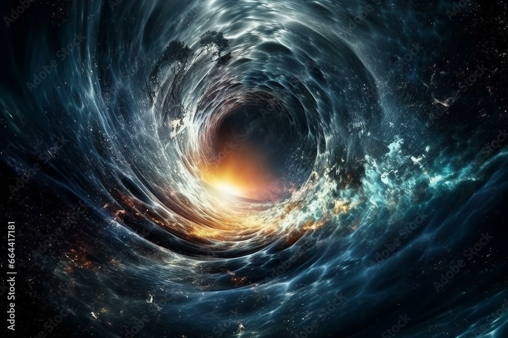 Stunning depiction of a black hole in a sci-fi wallpaper. Deep space ...