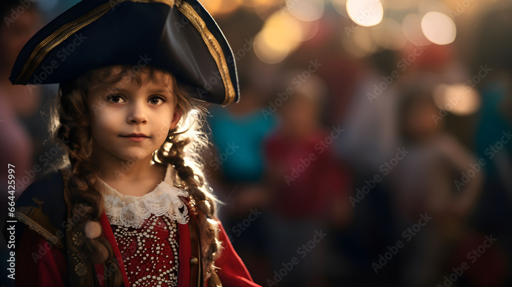 little girl in a pirate costume for a birthday party, pirate kid ...