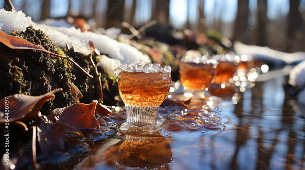 A maple tree trunk with a small tap and a spile attached, the first ...