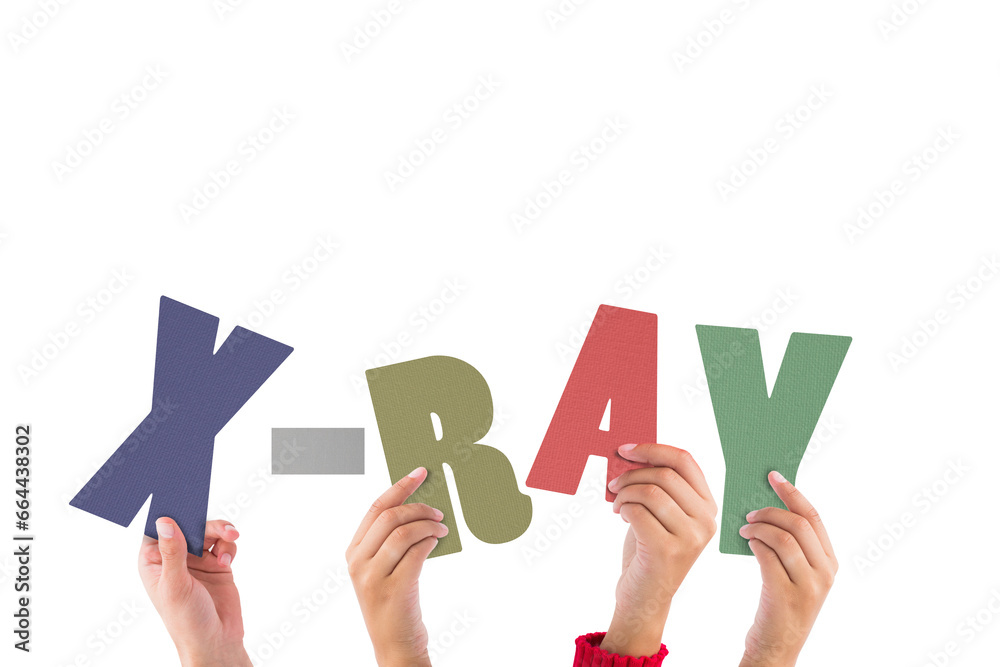 Digital png illustration of hands with x-ray text on transparent ...