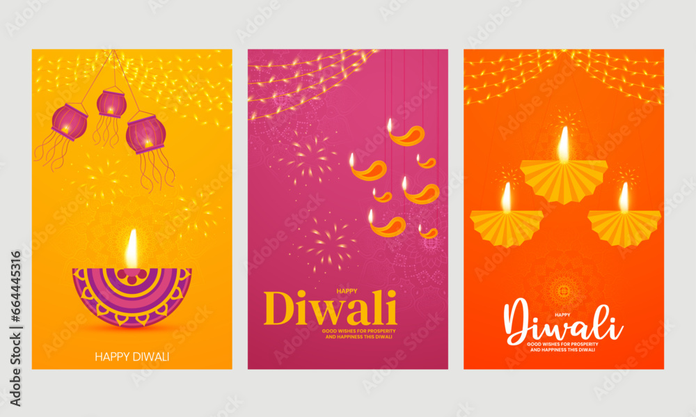 Indian festival Happy Diwali greeting card, invitation card, template ...