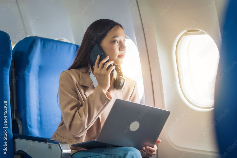 Female airplane passengers, study abroad, asian chinese people, foreign ...