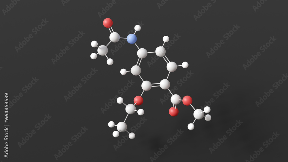 ethopabate molecule, molecular structure, coccidiostat, ball and stick ...