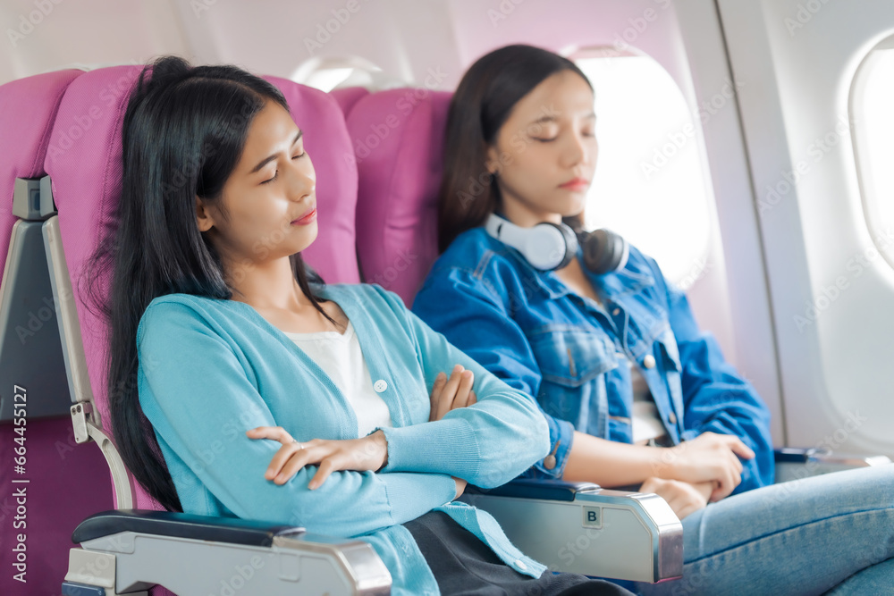 Female airplane passengers traveller asian chinese people airplane ...