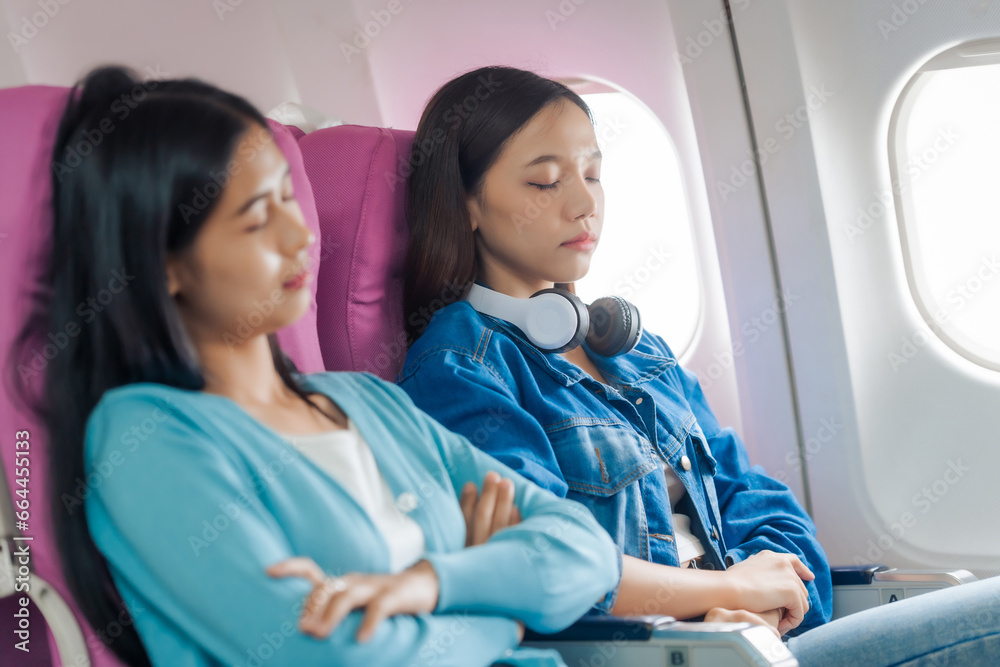 Female airplane passengers traveller asian chinese people airplane ...