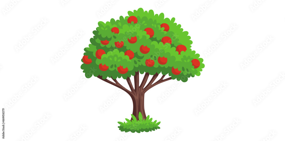 Apple Tree Cartoon Colored Clipart Illustration, Isolated On White ...