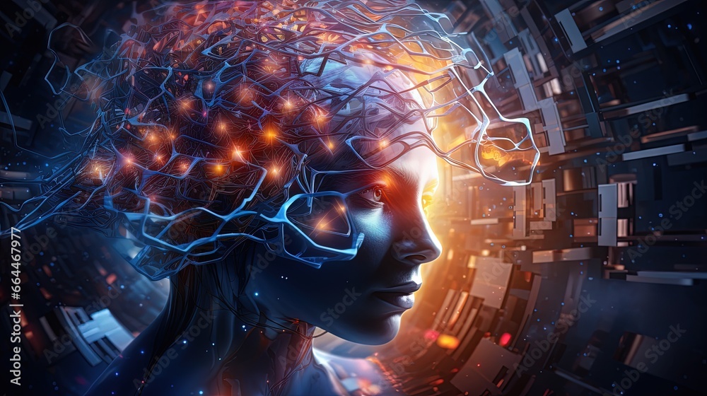 Bright stream of consciousness. Abstract 3D illustration. Brainstorming ...