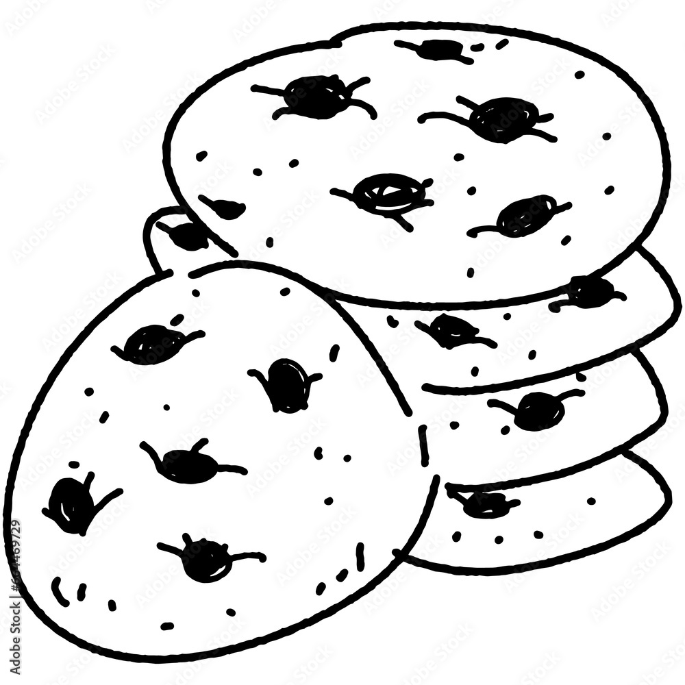 cookies illustration. outline vector food on transparent background ...