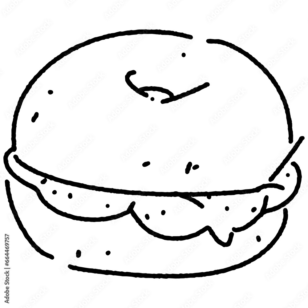bagel illustration. outline vector food on transparent background. cute ...