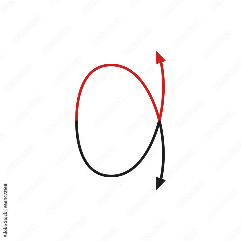 Curved thin double ended arrow. Dual arrow. Loop shape with frame ...